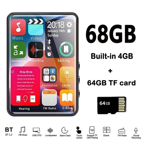 Bluetooth MP3 Player Touch Screen Hifi FM Radio 128GB Support