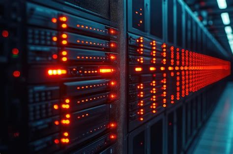 Server Rack Blinking In Data Center With Colorful Lights Premium Ai Generated Image