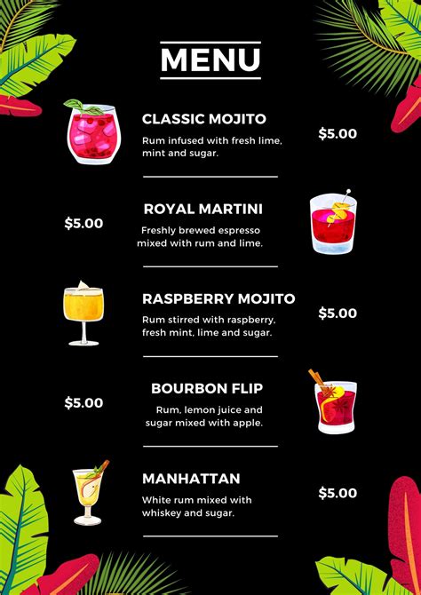 Drink Menu Design Inspiration