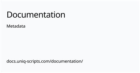 Metadata Documentation