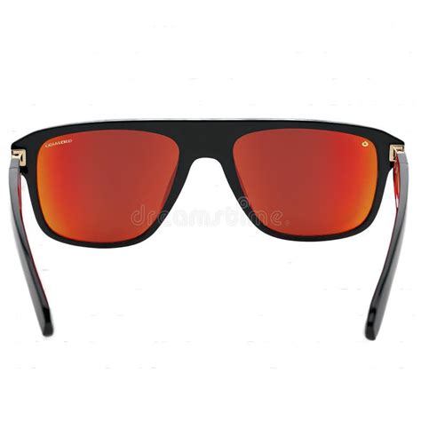 Oversized Sunglasses With Black Acetate Frames And Red Mirrored Lenses