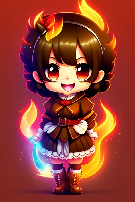 Lexica Cute Fire Character Chibi Style Facing The Camera Shouted