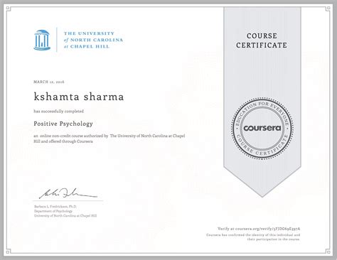 Positive Psychology Certificate Unc Coursera Ppt