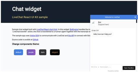 Chat Widget Sample Codesandbox