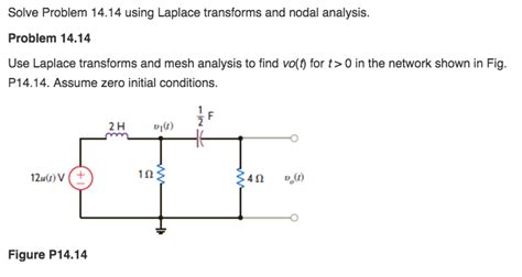 Solved Using Laplace Transforms And Nodal Analysis Use