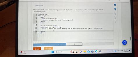 Solved Need Help PleaseModify The HTML Using Em And Strong Chegg