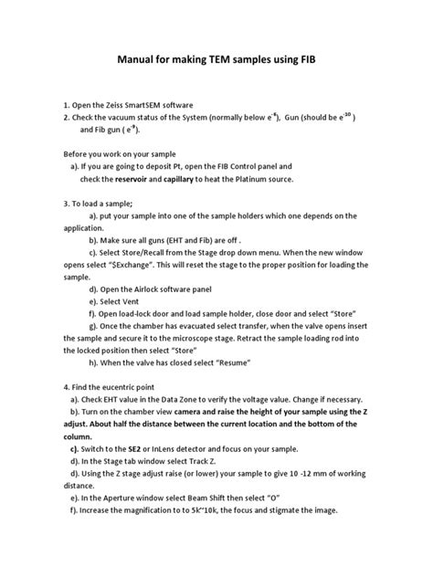 Manual For Making Tem Samples Using Fib Pdf Scanning Electron