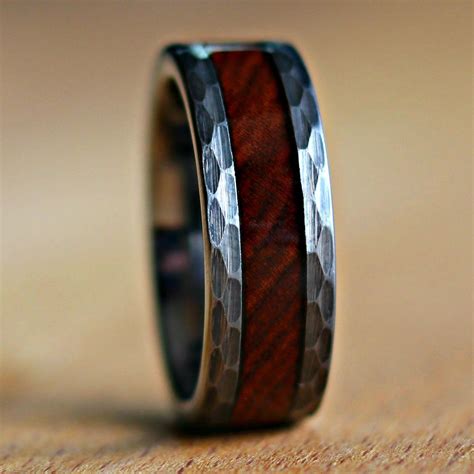 The Zeus Ironwood Ring Hammered Ring Thorum Rings For Men Wood