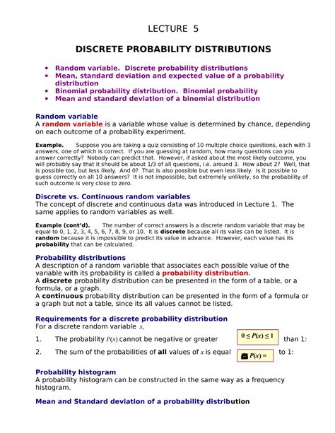 Discrete Probability Distributions And Binomial Probability
