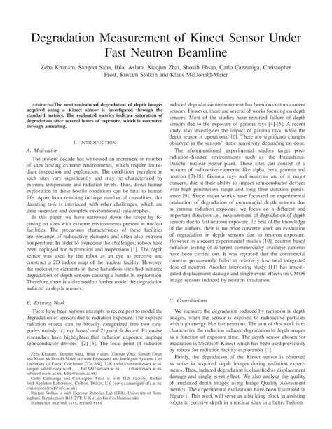 Pdf Degradation Measurement Of Kinect Sensor Under Fast Neutron