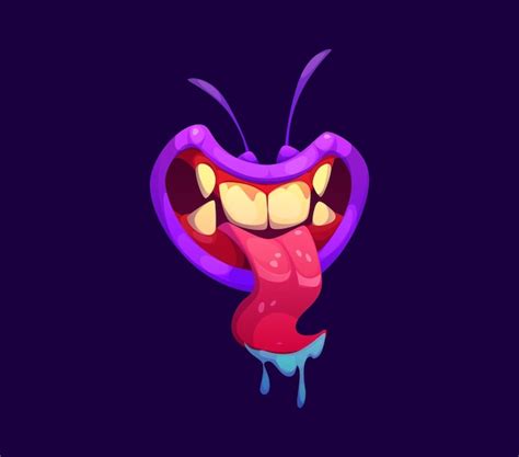 Premium Vector Halloween Monster Mouth With Drool Jaws And Saliva
