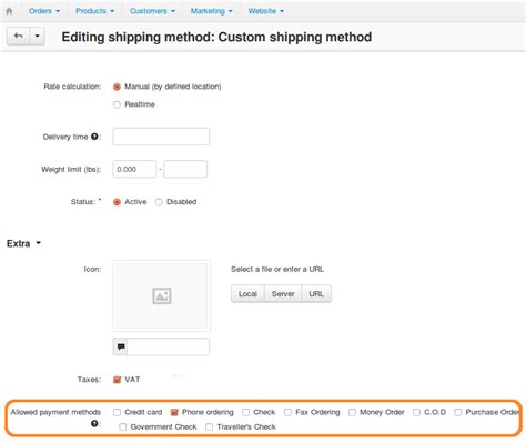 How To Assign Payment Methods To Shipping Methods — Cs Cart 49x Documentation