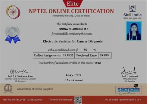 Sorna Dharshini Mp On Linkedin Elite Nptel Elitecertificate Cancerdiagnosis
