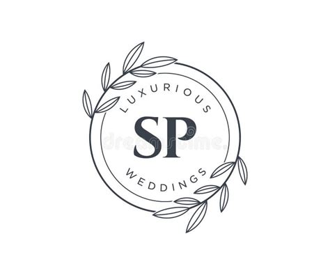 Sp Initials Letter Wedding Monogram Logos Template Hand Drawn Modern