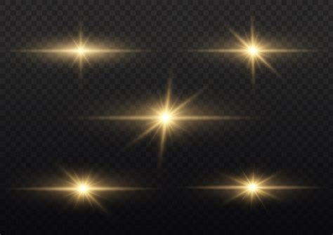 Conjunto De Destellos De Sol Amarillo Efecto De Luz Estrella De