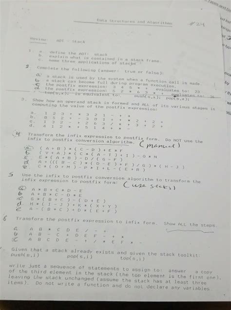 Solved Oata Structures And Nlooris Revieu OT Stack Adetine Chegg