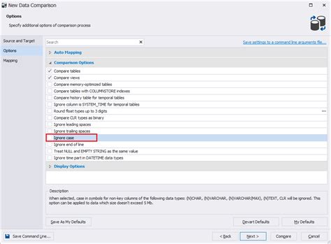 Run Case Sensitive Comparisons