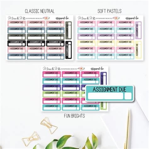 Assignment Due Planner Stickers Assignment Stickers Etsy