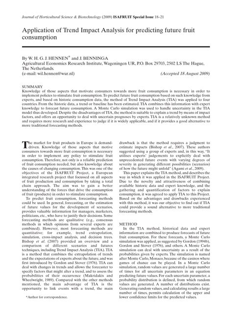 Pdf Application Of Trend Impact Analysis For Predicting Future Fruit