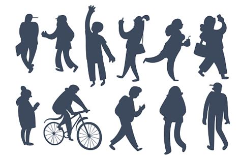 Ilustración De Un Conjunto De Siluetas De Personas En Estilo Cartoon