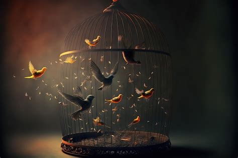Premium Ai Image Little Birds Escape From Cage Symbol Of Freedom