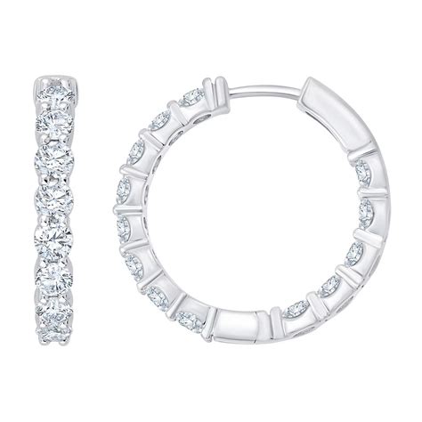 Brilliant Love 10k White Gold 2 Carat Tw Lab Grown Diamond Hoop Earrings