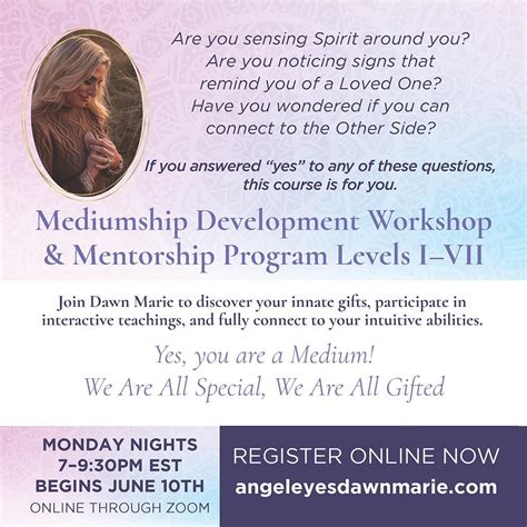 Mediumship Development Workshop And Mentorship Program Levels Ivii