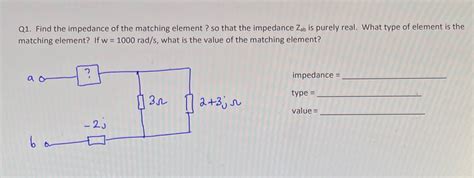 [solved] find the impedance of the matching element so that the