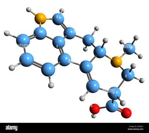 3d Image Of Lysergic Acid Skeletal Formula Molecular Chemical Structure Of Ergoline Alkaloids
