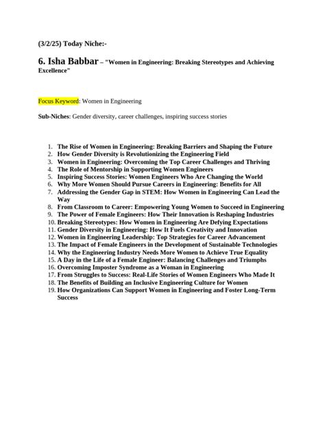 Isha Babbar Today Niche 3 2 25 Pdf