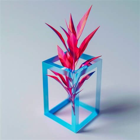 Premium Ai Image Abstract Surrealistic Future Flowers Composition Generative Ai