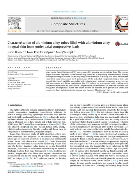 Pdf Characterisation Of Aluminium Alloy Tubes Filled With Aluminium Alloy Integral Skin Foam