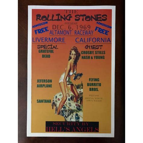 Sold Price The ROLLING STONES Altamont Raceway Concert Poster February AM EST