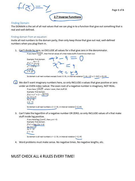 27 Inverse Functions 1113 Worked Pdf Function Mathematics