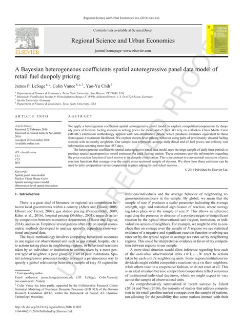 Pdf A Bayesian Heterogeneous Coefficients Spatial Autoregressive Panel Data Model Of Retail
