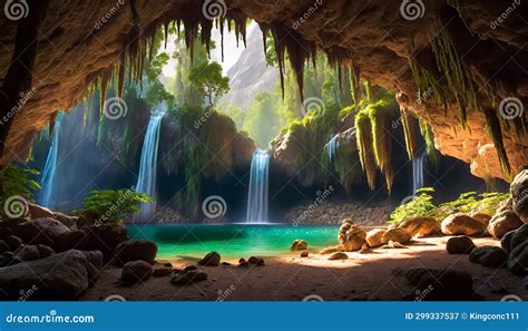 Surreal Abstract Colourful Cave Illustration Stock Image Image Of