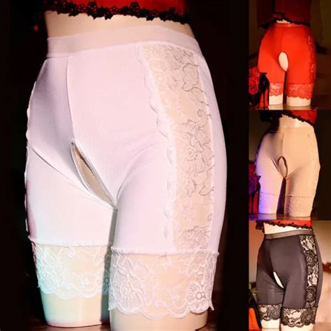 CULOTTE FEMME ENTREJAMBE Ouverte Dentelle Boxer Sexy Slips Sous