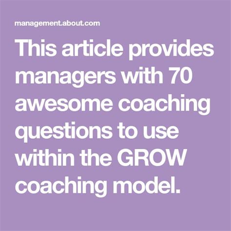 The Text Reads This Article Provides Managers With Awesome Coaching Questions To Use Within