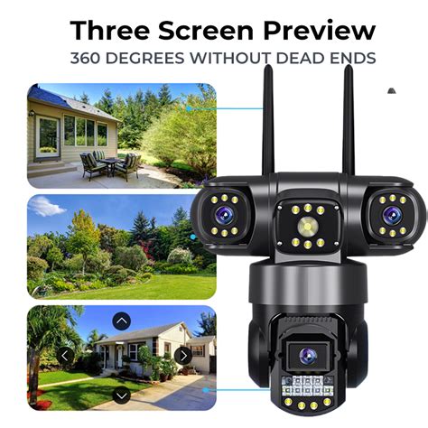 Triple Lens 8mp Cctv Camera 4g Sim No Wifi Needed Motion Tracking Outdoor Waterproof Night