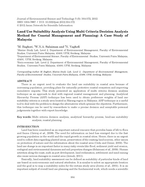 Pdf Land Use Suitability Analysis Using Multi Criteria Decision Analysis Method For Coastal