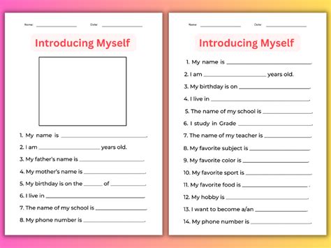 All About Me Printable Introducing Myself Worksheet For 41 OFF