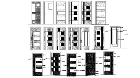 Design Details Of Door Elevation Drawings D View Autocad File