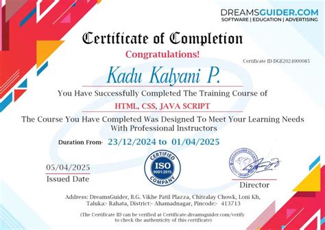 Just Completed My Journey In Html Css And Javascript Kalyani Kadu