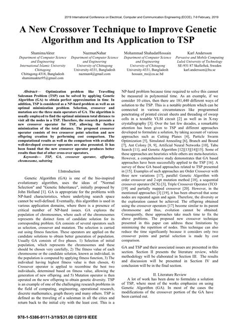 Pdf A New Crossover Technique To Improve Genetic Algorithm And Its