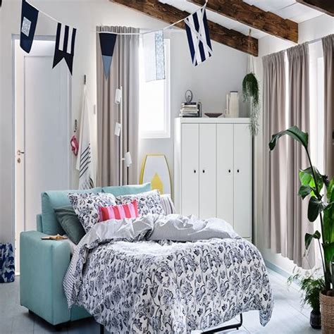 JUNIMAGNOLIA white-dark blue 150x200/50x60 cm single duvet cover sets ...