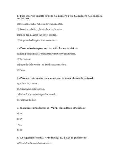 Examen Excel Pdf