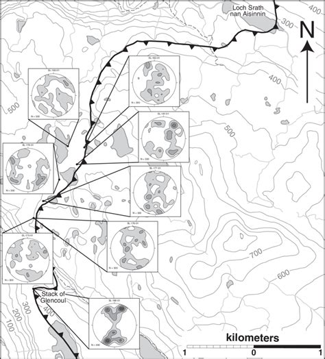 Site Map Showing Optically Measured Quartz C Axis Textures From