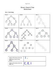 Binary Search Tree Worksheet Docx Page Of Binary Search Tree
