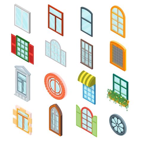 Premium Vector Glass Windows Set Isometric View