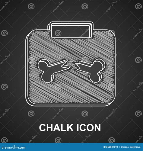Chalk X Ray Shots With Broken Bone Icon Isolated On Black Background